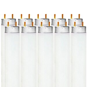 luxrite f32t8/841 32w 48 inch t8 fluorescent tube light bulb, 4100k cool white, 2800 lumens, g13 medium bi-pin base, lr20732, 10-pack