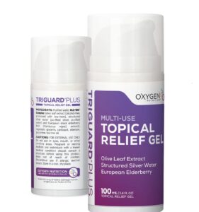 triguard plus colloidal silver topical recovery gel by oxygen nutrition | natural structured silver water & european elderberry 3.4oz / 100ml