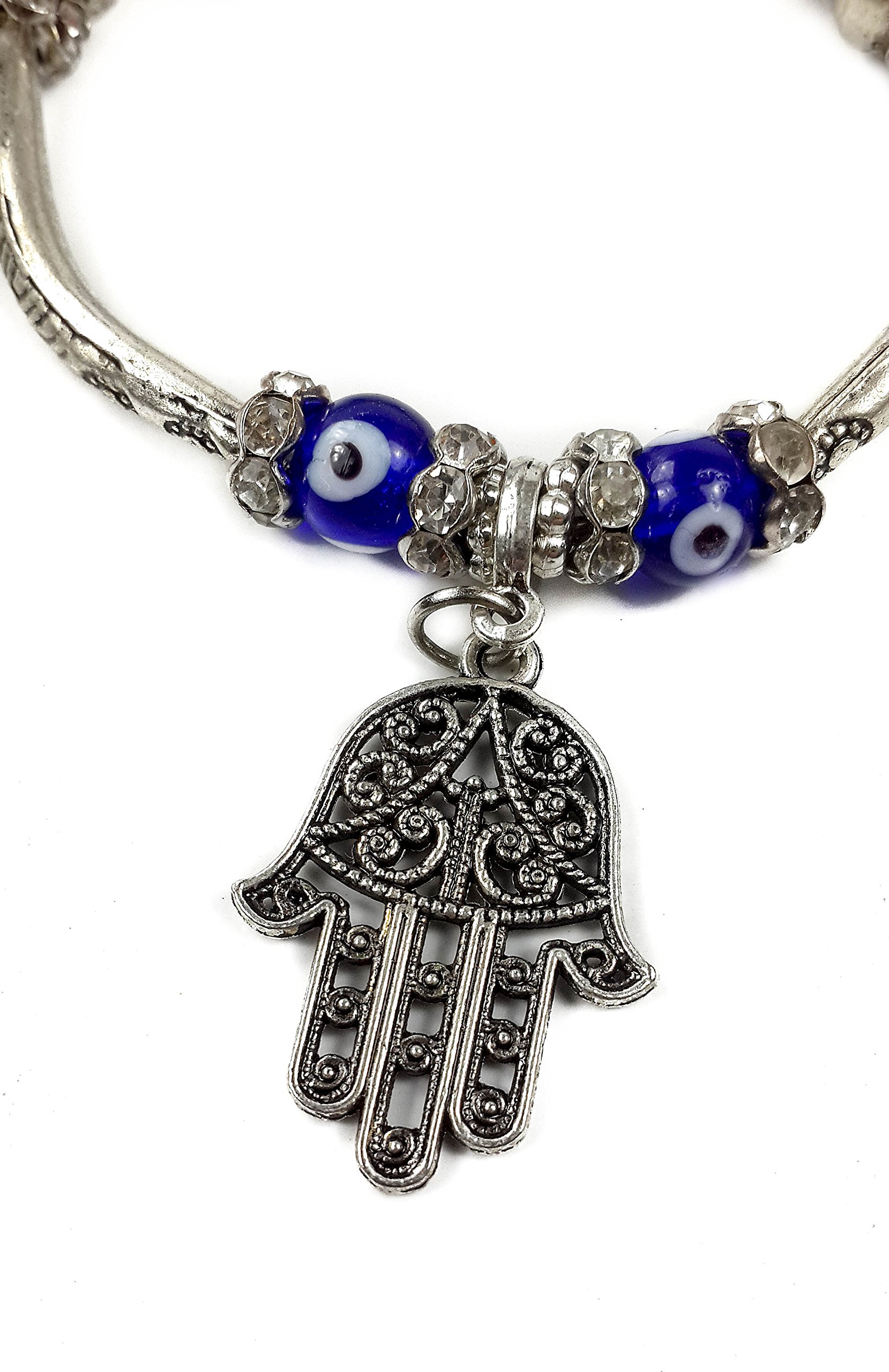 Nazareth Store Blue Beads Evil Eye Bracelet Hamsa Hand Of Fatima For Men Women Stretch Bracelets Lucky Charm