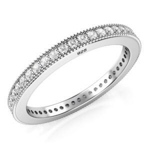 metal factory sz 6 sterling silver 2mm 925 cz cubic zirconia eternity wedding band ring