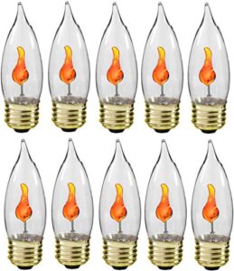 creative hobbies® 3 watt flicker flame light bulb - flame shaped, flickering orange glow for unique ambience - e26 standard base, box of 10