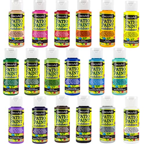 DecoArt ACRYLIC PATIO PAINT FAN FAVORITES SAMPLER SET, Assortment, 2 Fl Oz (Pack of 18)