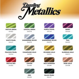 DecoArt Americana Acrylics Paint DAZZLING METALLICS, Set of 18 Popular Colors, 2 fl oz Bottle (Pack of 18)