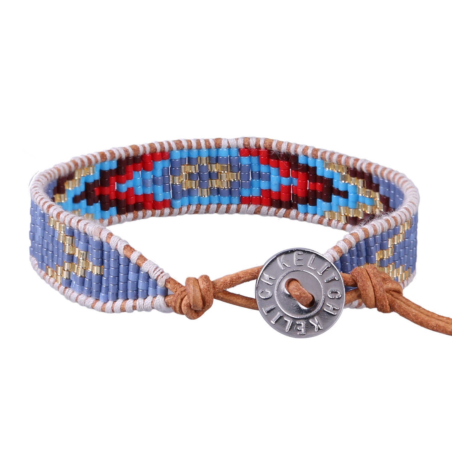 KELITCH Blue Seed Bead Bracelets Woven Wrap Bracelet Handmade Fashion Women Jewelry