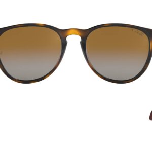 Ray-Ban RB4171F Erika Low Bridge Fit Round Sunglasses, Light Havana/Polarized Grey Gradient Brown, 54 mm