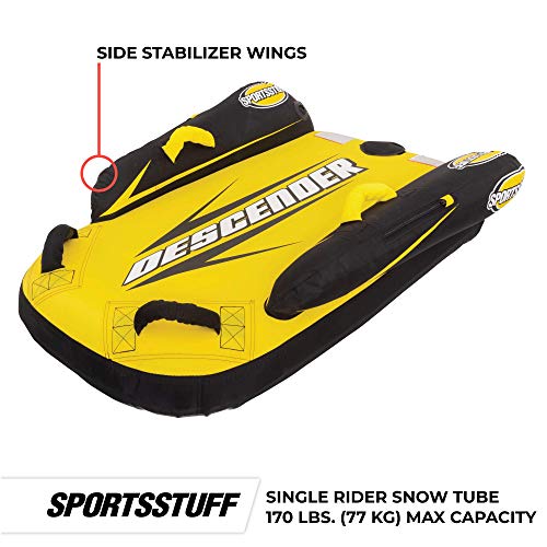 Sportsstuff Descender Kids Inflatable Snow Tube/Sled with Ultra Durable Nylon Cover , Black