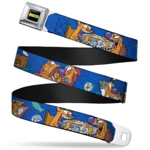 nickelodeon mens buckle-down seatbelt catdog wct003 belt, multicolor, 1.5 wide - 24-38 inches in length us