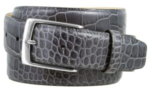 joseph nickel finish buckle italian leather alligator dress belt 1-3/8 wide (alligator gray, 38)