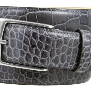 Joseph Nickel Finish Buckle Italian Leather Alligator Dress Belt 1-3/8 Wide (Alligator Gray, 38)