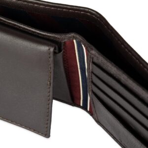 Tommy Hilfiger Men's Leather Wallet - Thin Sleek Casual Bifold with 6 Credit Card Pockets and Removable ID Window, British Brown