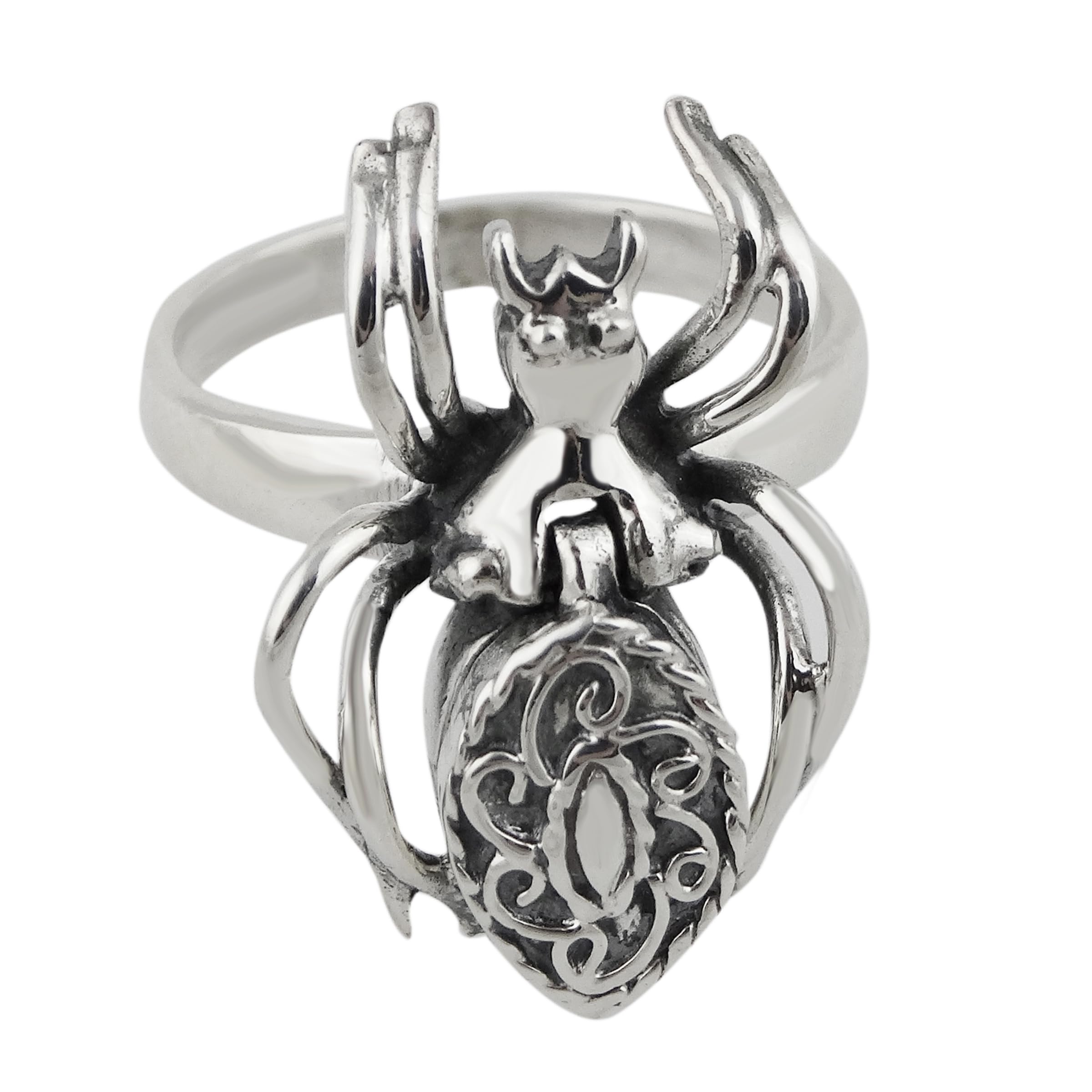 FashionJunkie4Life Spider Poison Ring - 925 Sterling Silver, Sizes 5-10, Pillbox Ring (8)