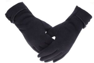 tomily womens touch screen phone fleece windproof gloves winter warm wear (black)