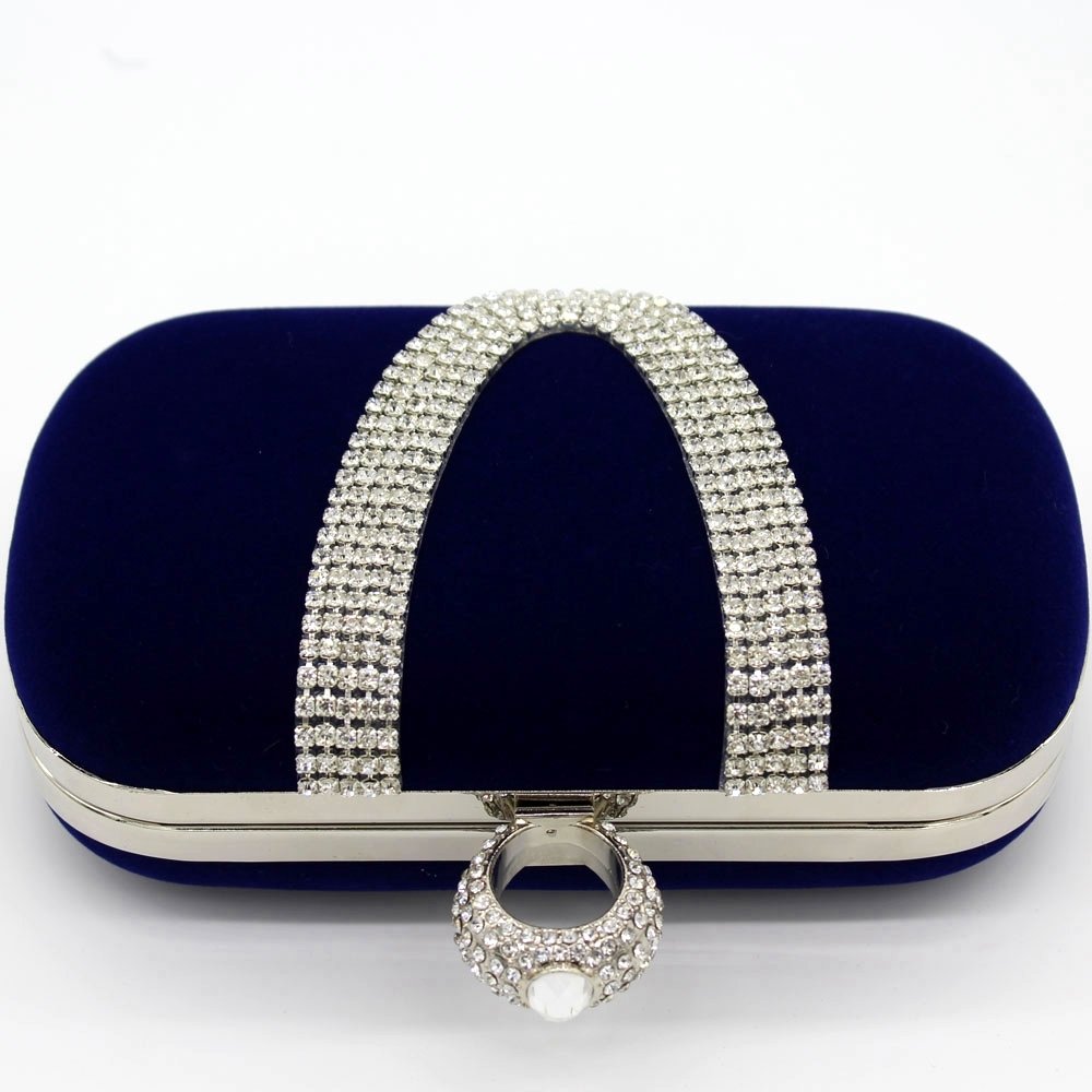 kingluck Evening Bag with Ring Closure Rhinestone Crystal Clutch Purse for Wedding Party