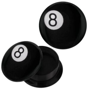 chic-net screw plug acrylic black eight billiard ball piercing earrings 16mm