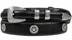 silver engraved ranger star concho genuine leather western ranger belt (black, 36)