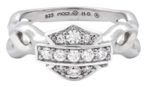 harley-davidson womens ring, inferior flames embellished b&s, silver hdr0358 (6)