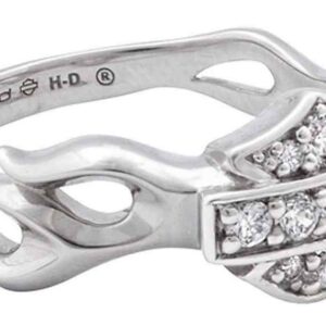 Harley-Davidson Womens Ring, Inferior Flames Embellished B&S, Silver HDR0358 (6)