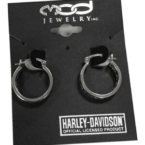 Harley-Davidson Women's Earrings, Aztec Bar & Shield Hoops, Silver HDE0371