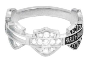 harley-davidson women's ring, multi bar & shield logo band, silver hdr0227 (10)