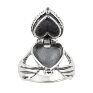 FashionJunkie4Life Claddagh Heart Poison Ring - 925 Sterling Silver, Sizes 5-10, Pillbox Ring (9)