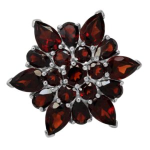 silvershake 5.67ct. natural garnet 925 sterling silver flower cluster cocktail right hand ring size 7