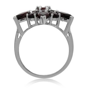 Silvershake 5.67ct. Natural Garnet 925 Sterling Silver Flower Cluster Cocktail Right Hand Ring Size 7