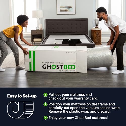 GhostBed Classic 11 Inch Cool Gel Memory Foam & Latex Mattress - Medium-Firm Feel, Made in The USA, Queen