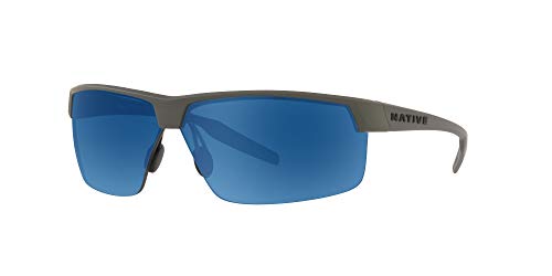 Native Eyewear Hardtop Ultra XP Rectangular Sunglasses, Granite/Blue Reflex Polarized, 71 mm