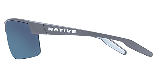 Native Eyewear Hardtop Ultra XP Rectangular Sunglasses, Granite/Blue Reflex Polarized, 71 mm