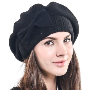 f&n story lady french beret wool beret chic beanie winter hat jf-br034 (hy022-black)