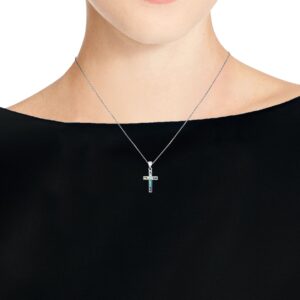 AeraVida Iridescent Cross of Faith Abalone Shell .925 Sterling Silver Necklace, 18 inch