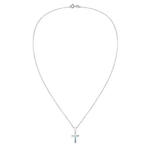 AeraVida Iridescent Cross of Faith Abalone Shell .925 Sterling Silver Necklace, 18 inch