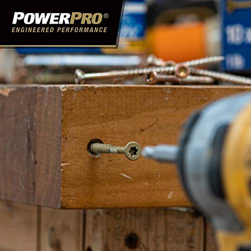 Power Pro 48605 Wood Screws, #8 x 1-1/4", Premium Outdoor Deck Screws, Rust Resistant, Epoxy Coated Bronze, 5lb Tub, 1215 pcs