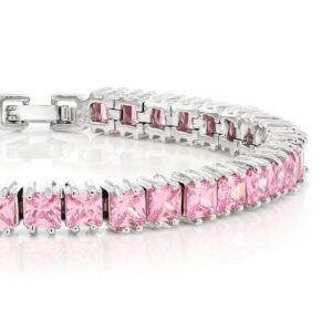 Gem Stone King Princess Cut Cubic Zirconia Classic Tennis Bracelet for Women (15.00 Cttw, 4MM CZ, Size 7 Inch)