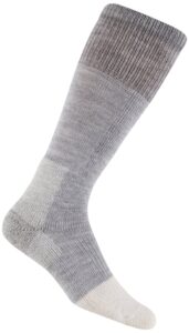 thorlos exco max warmth and cushion extreme cold over the calf wool thermal socks, light grey, large