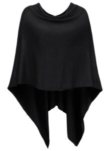 djt womens solid knit short asymmetric wrap poncho topper black