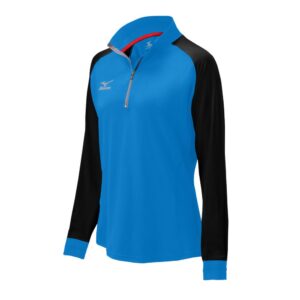 mizuno elite 9 prime 1/2 zip jacket, diva blue/black, large