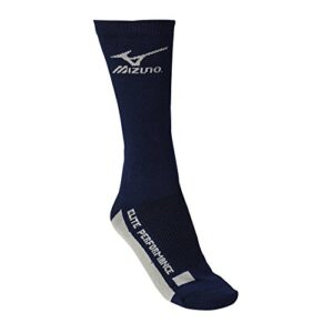 mizuno core crew sock, navy/grey, small