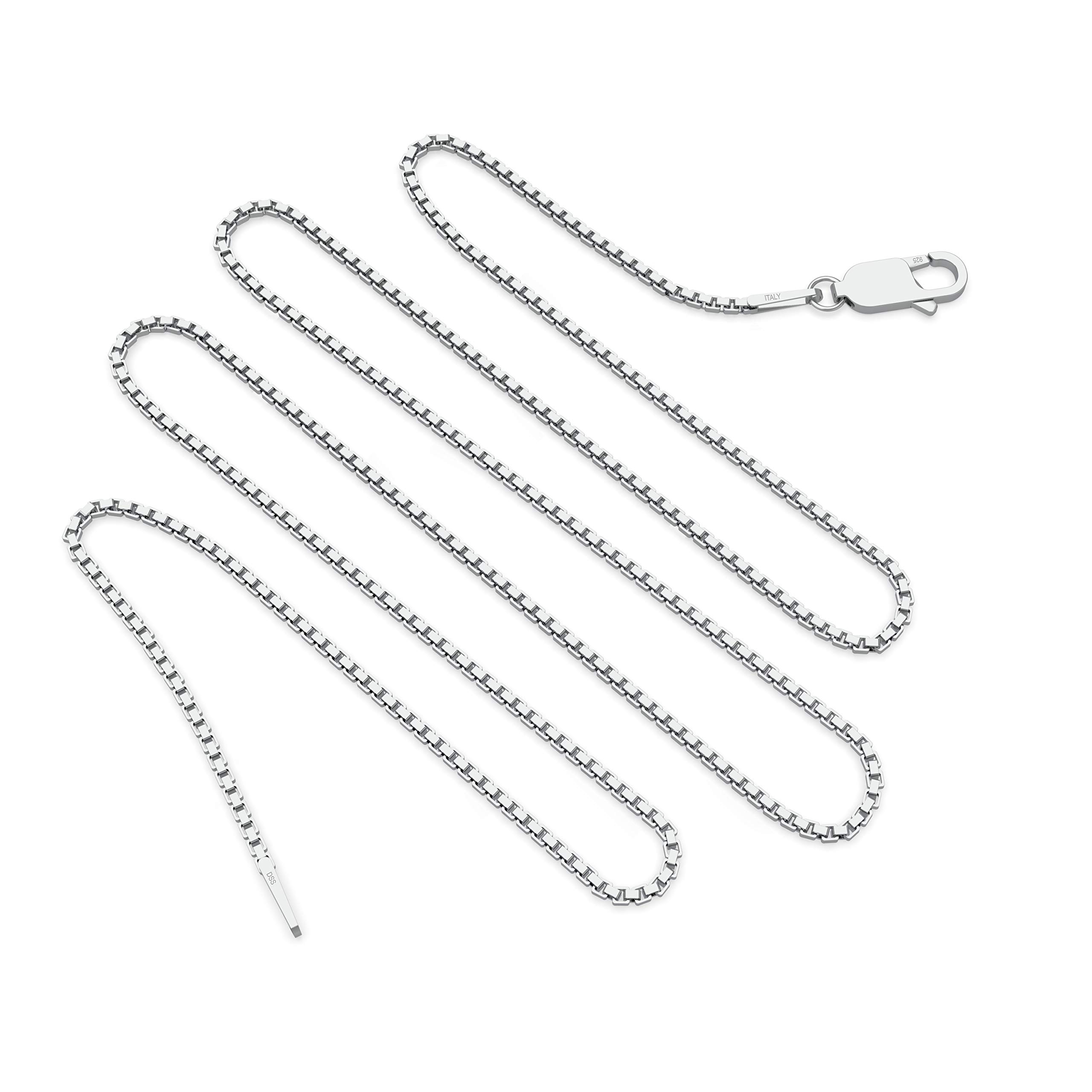 925 Sterling Silver .8MM Box Chain - Nickel Free Italian Necklace for Women Lobster Claw Clasp 18 Inch