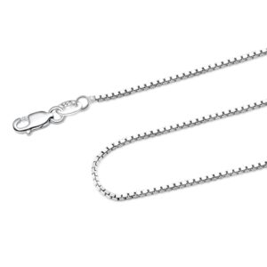 925 Sterling Silver .8MM Box Chain - Nickel Free Italian Necklace for Women Lobster Claw Clasp 18 Inch