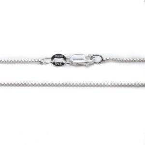 925 Sterling Silver .8MM Box Chain - Nickel Free Italian Necklace for Women Lobster Claw Clasp 18 Inch