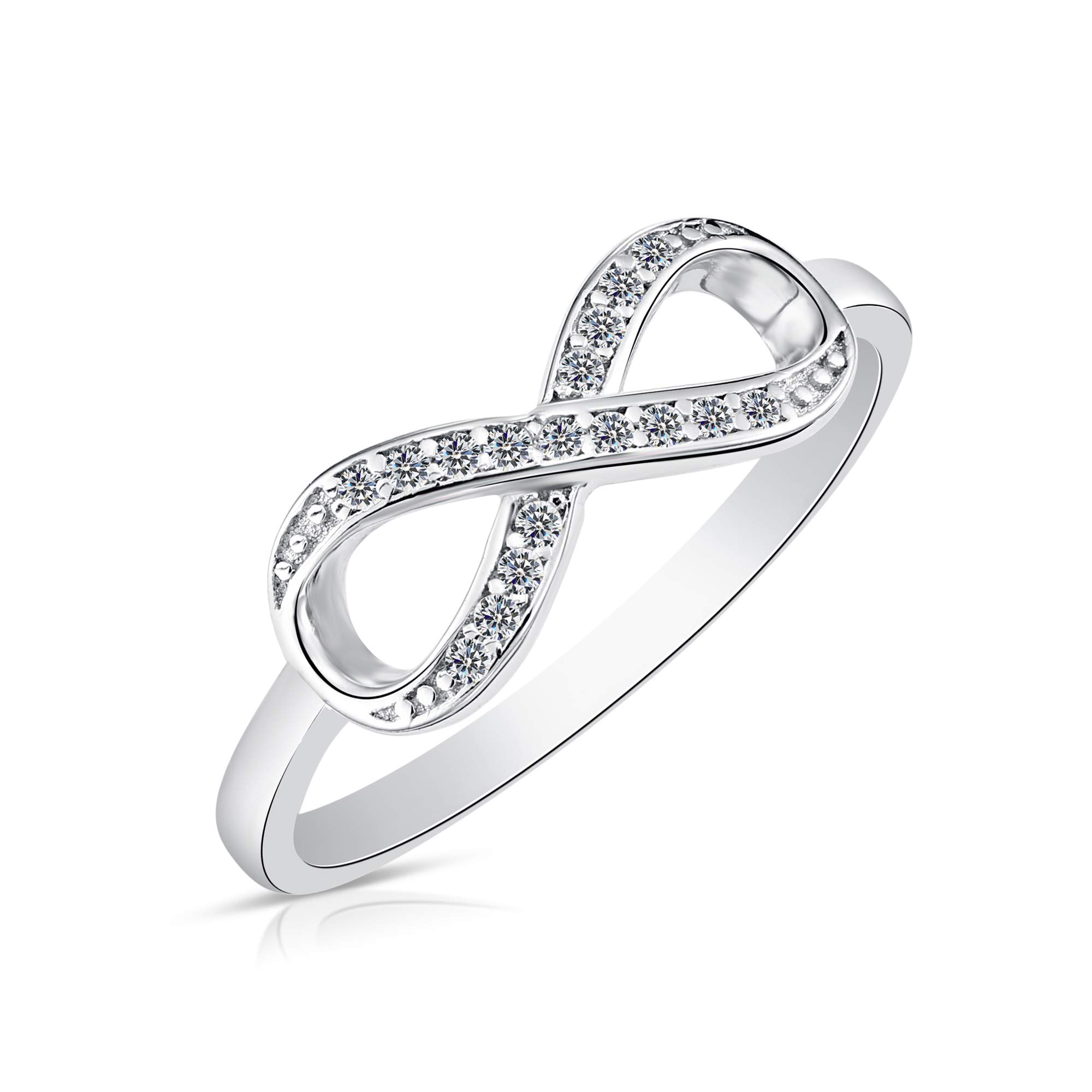 TILO JEWELRY 925 Sterling Silver Forever Infinity Ring with CZ (6)