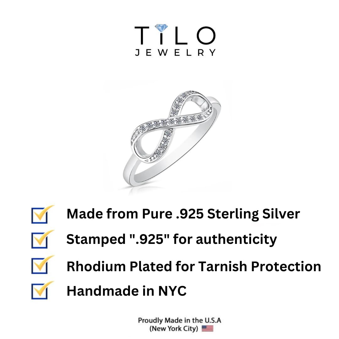 TILO JEWELRY 925 Sterling Silver Forever Infinity Ring with CZ (6)