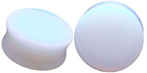 opalite organic stone ear plugs gauges sold in pairs (14mm- 9/16 inch)