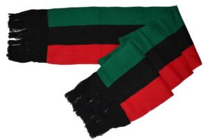 mm red black and green pan-african flag inspired scarf 8"80"