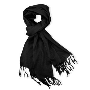 gearonic soft pashmina scarf for women shawl wrap scarves lady women's scarfs in solid colors- black