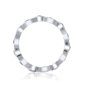 Gem Stone King 925 Sterling Silver White and Blue Created Sapphire Ring | 0.70 Cttw | Wedding Stackable Eternity Band Ring For Women | Available In Size 5, 6, 7, 8, 9