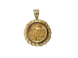 tex 14k tri-color gold pendant, 1/10oz us lady liberty coin, approx 6.2g