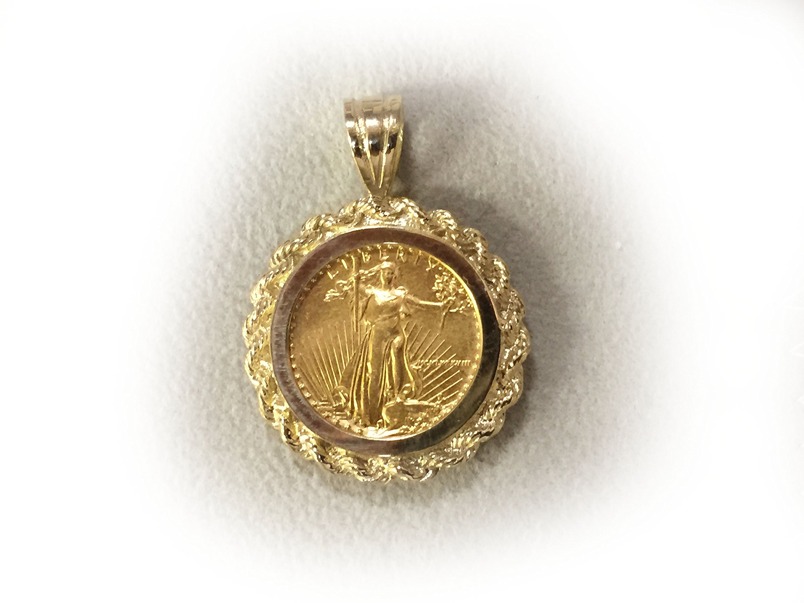 TEX 14k Tri-Color Gold Pendant, 1/10oz US Lady Liberty Coin, Approx 6.2g