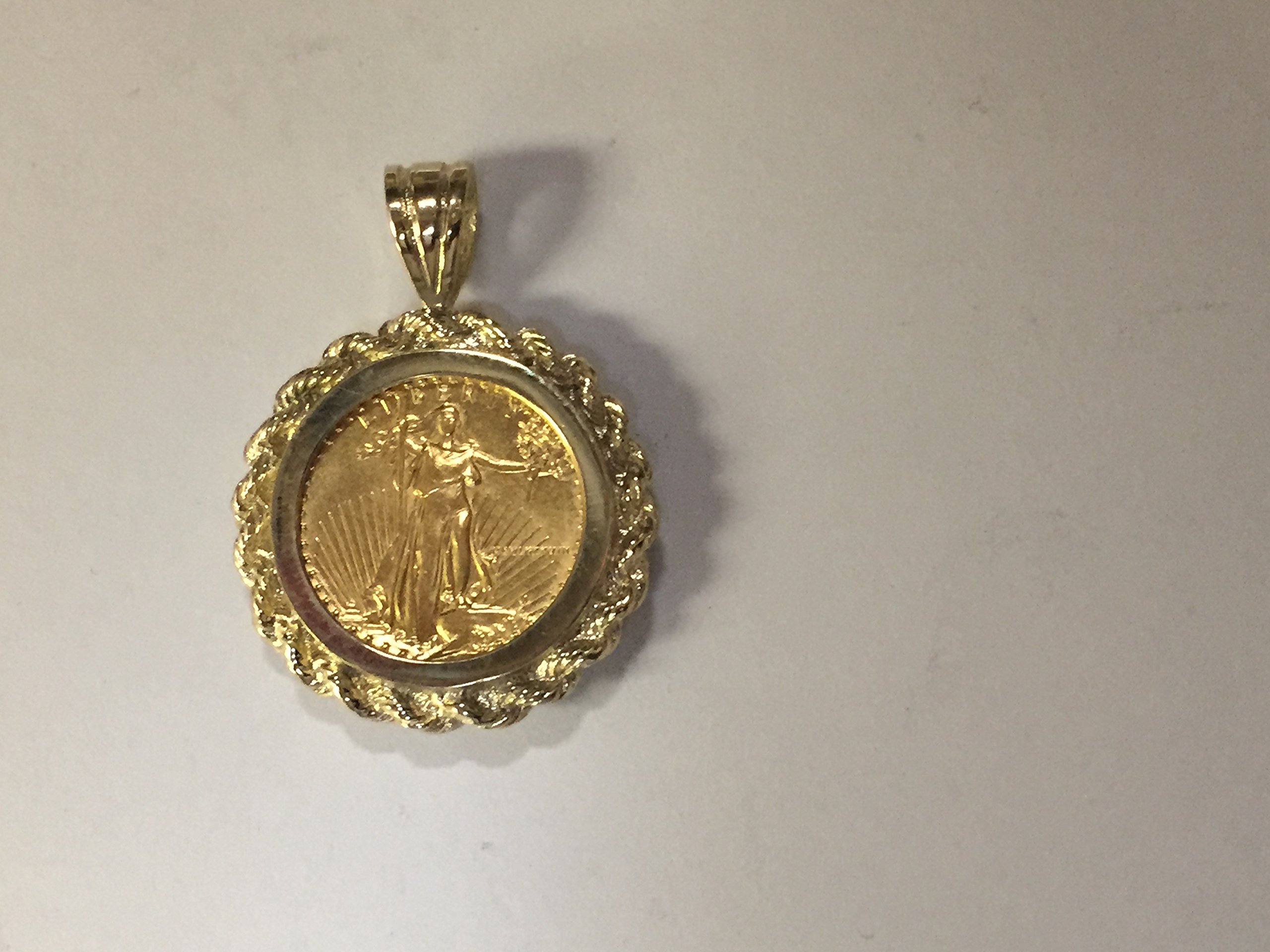 TEX 14k Tri-Color Gold Pendant, 1/10oz US Lady Liberty Coin, Approx 6.2g